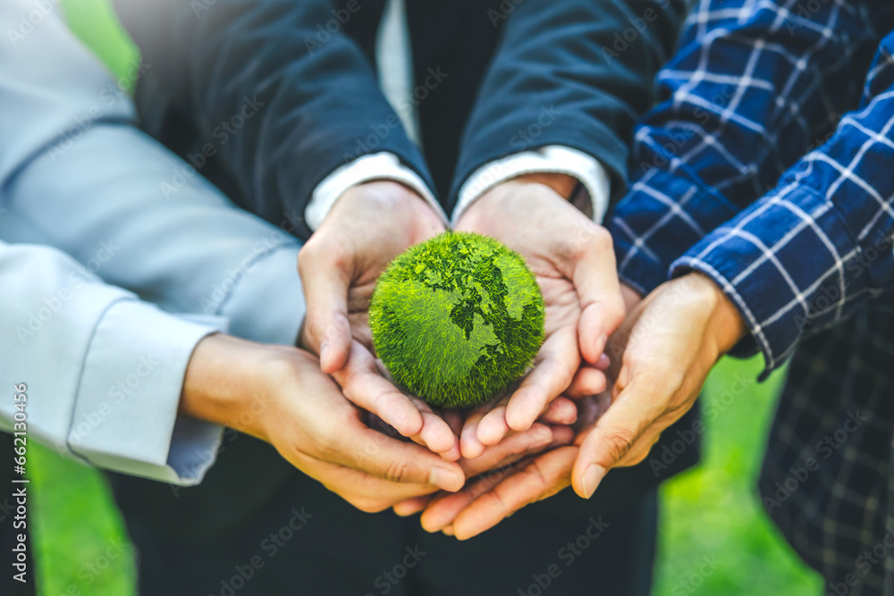 World environment day with global community teamwork and group of ...