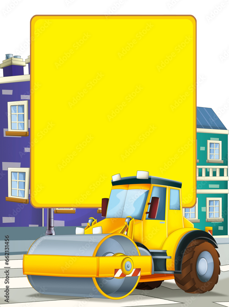 cartoon frame border scene city construction site isolated illustration ...