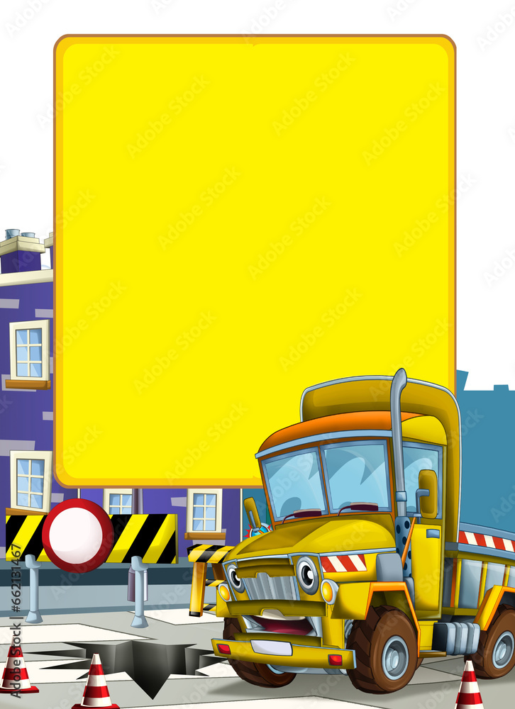 cartoon frame border scene city construction site isolated illustration ...