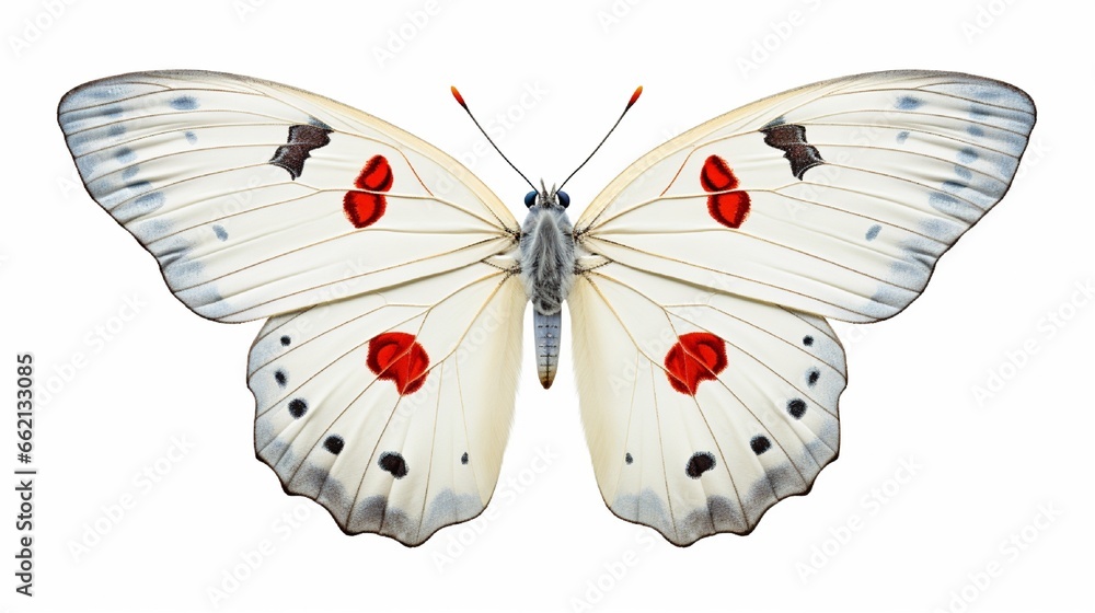 Foto de Butterfly isolated on white White butterfly with big red spots ...