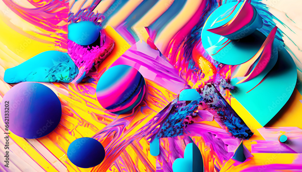 3D vibrant 8K colorful movement and flow for background on digital art ...