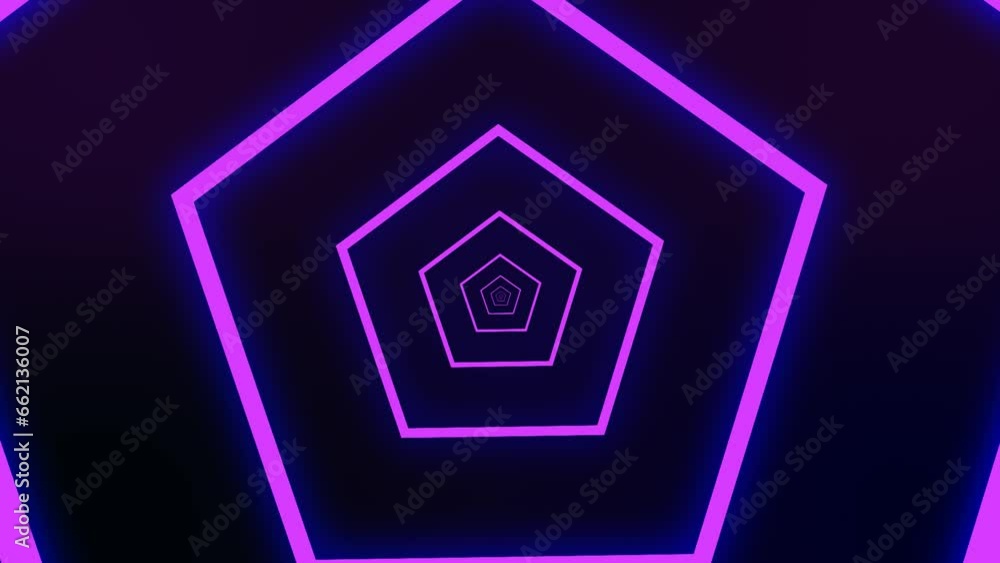 Pentagon Neon purple Glow Scale Waves Illusion Pattern Technology Loop ...