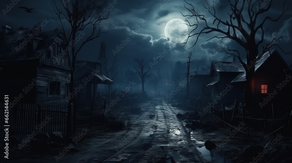 Halloween concept background of realistic horror house and creepy ...