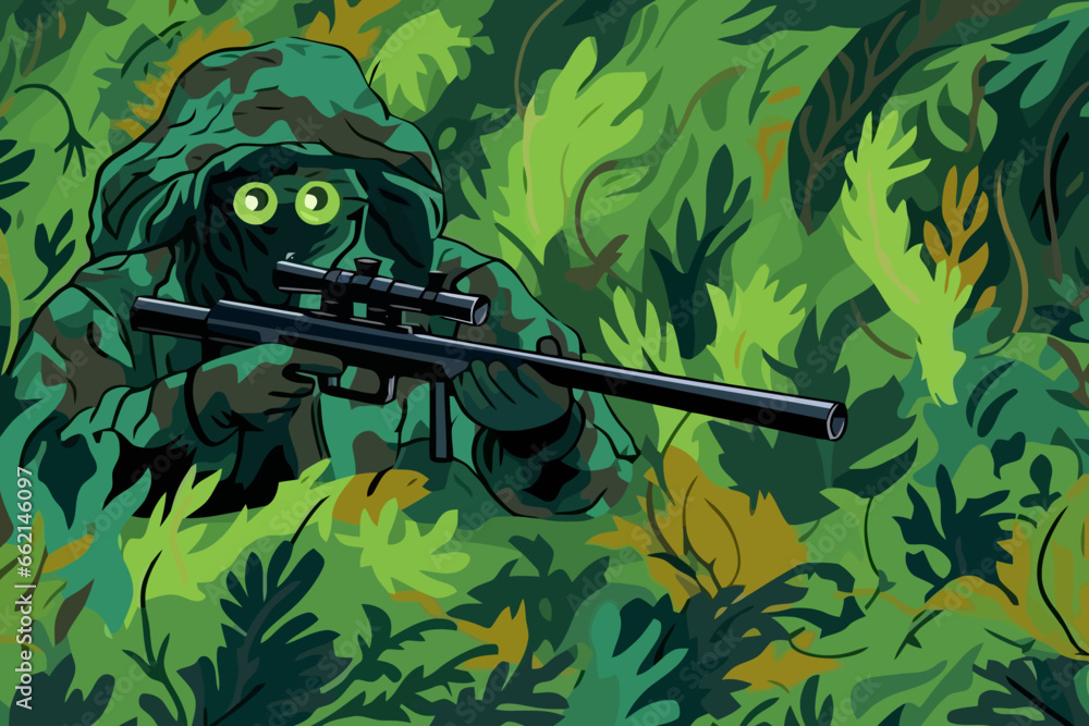 Sniper Ghillie suit camo quirky doodle pattern, wallpaper, background ...