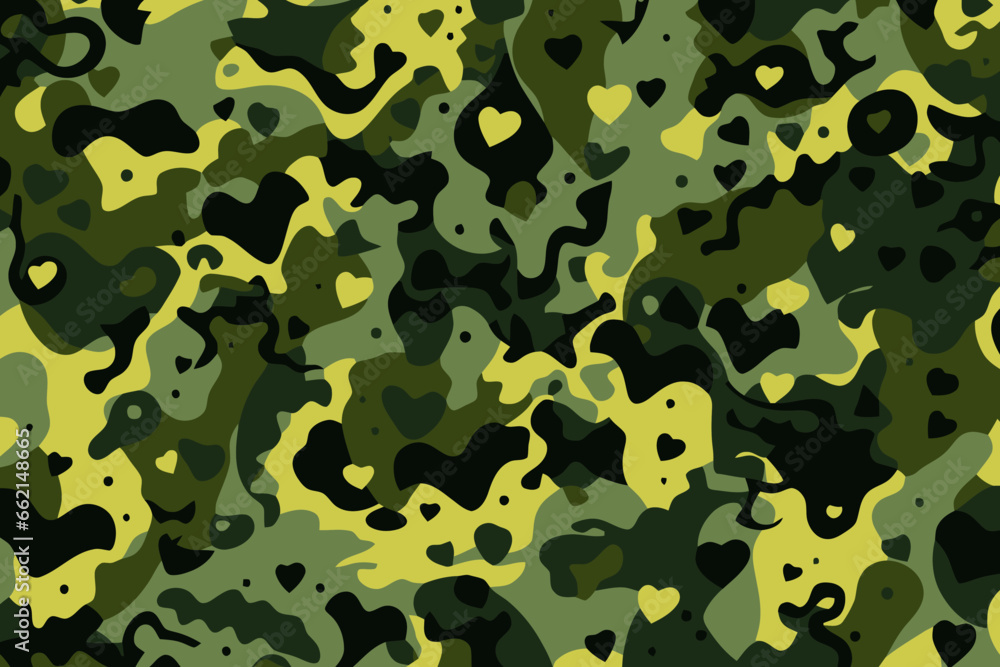 Classic Army green camo quirky doodle pattern, wallpaper, background ...