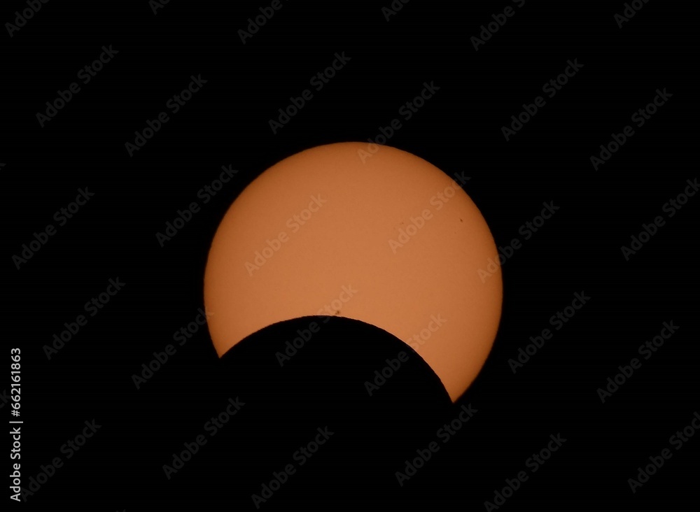 the beginning stages of the october 14, 2023, solar annular eclipse as ...