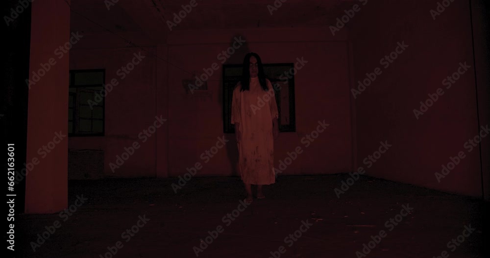 Horror scene of a mysterious Scary Asian ghost woman creepy have hair ...