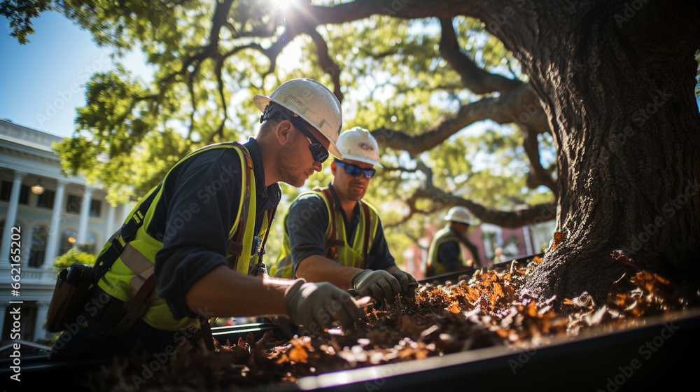 Historic Tree Restoration: Arborists working on the restoration of a ...