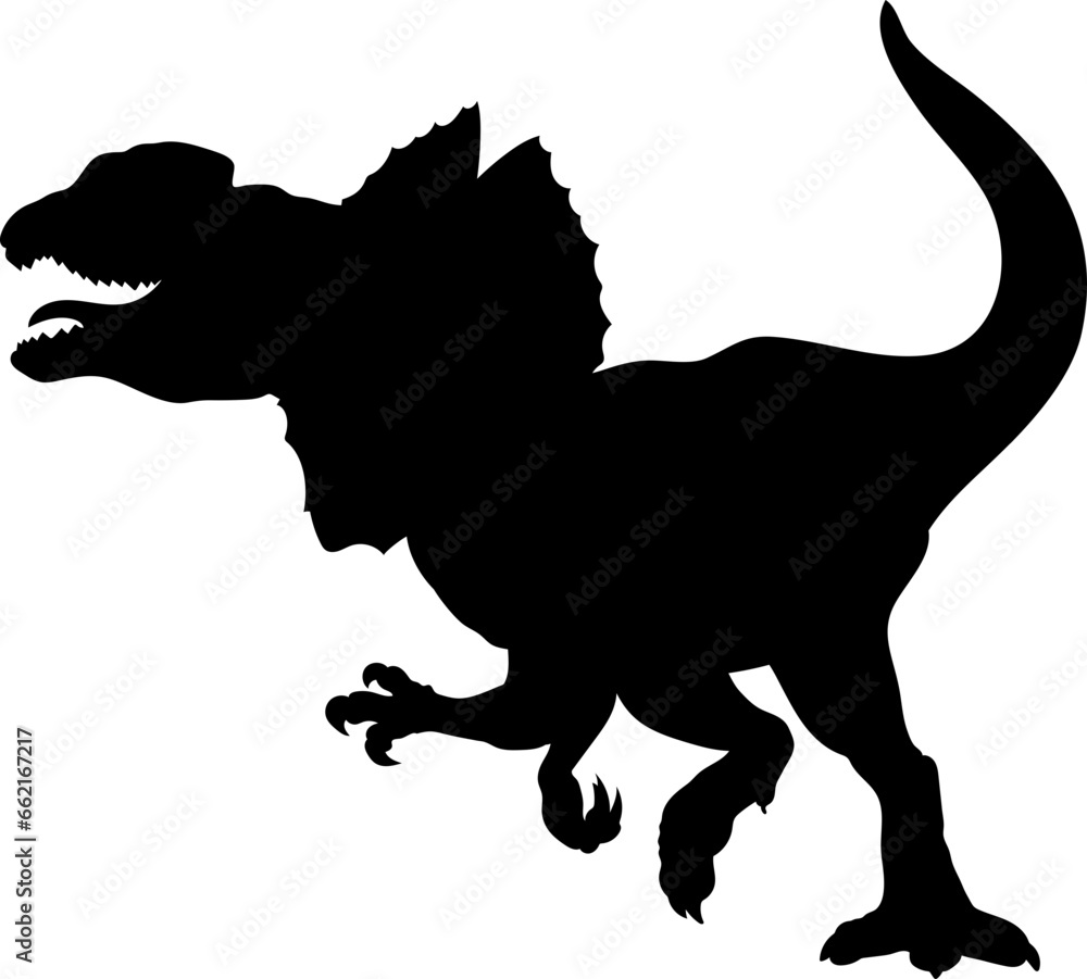Dilophosaurus Dinosaur Silhouette vector Types of dinosaurs breeds Stock Vector | Adobe Stock