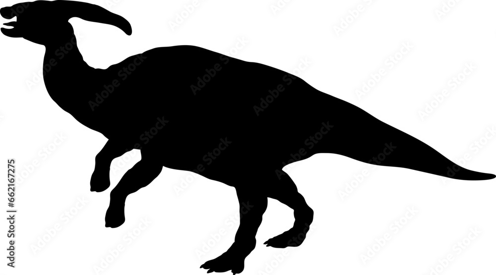 Parasaurolophus Dinosaur Silhouette vector Types of dinosaurs breeds ...