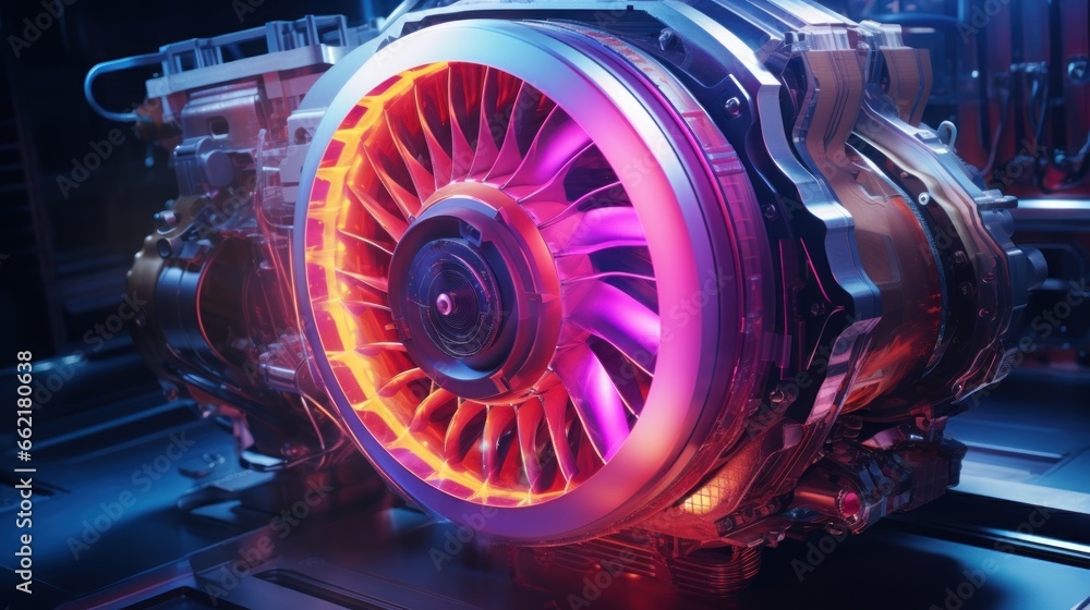 Photo & Art Print Futuristic cyberpunk glowing turbine turbo fan and ...