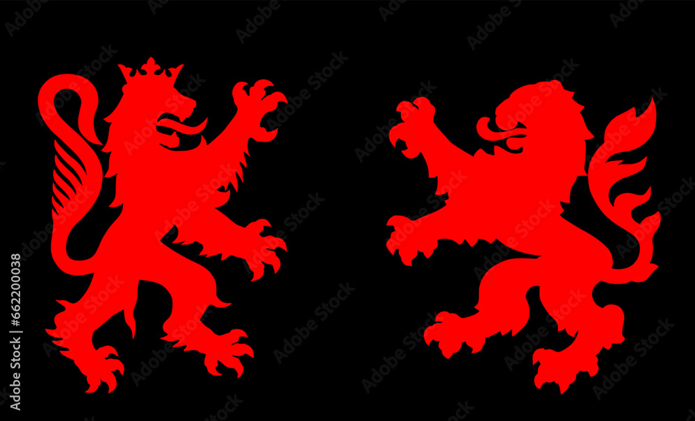 Wild beast lions fight battle vector silhouette illustration isolated ...