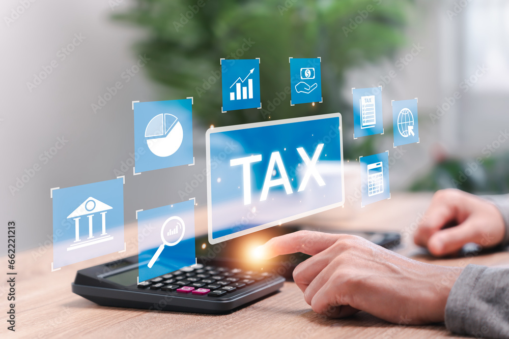 Government state taxes TAX for Individual income tax return concept ...