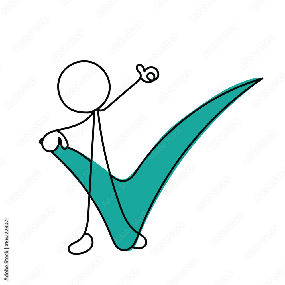 Line art character concept with transparent background. A man with done ...