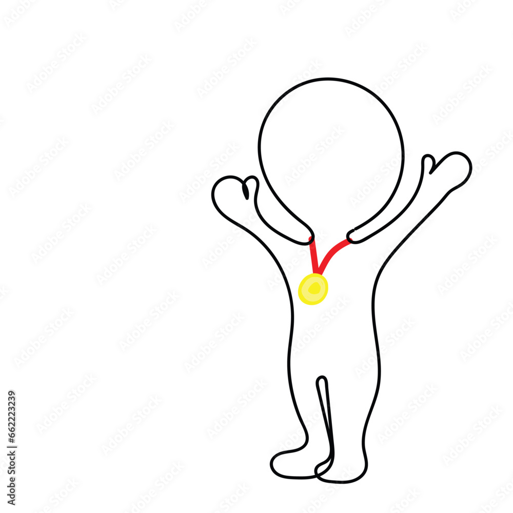 Line art character concept with transparent background. A person ...