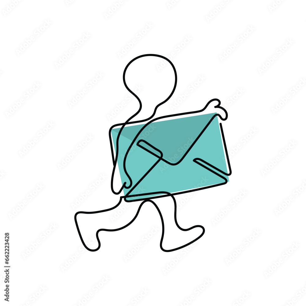 Transparent background vector art. Line art character concept. MAIL ...