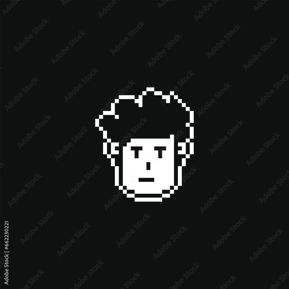 this is character face icon use 1 bit style in pixel art with white ...