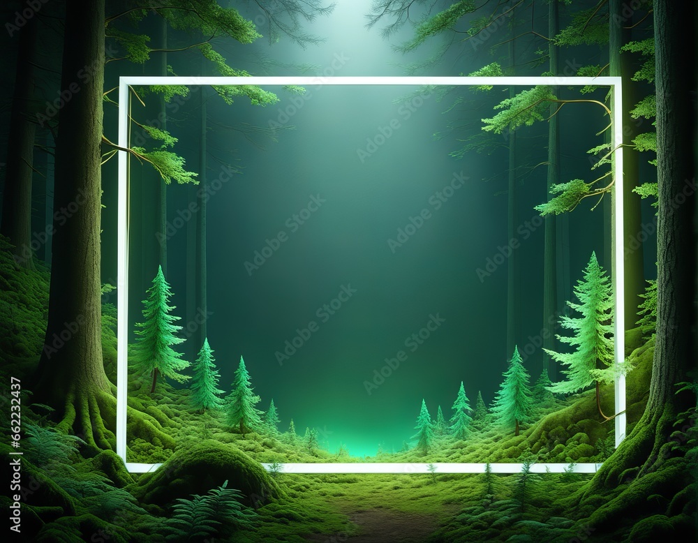 empty dark green forest background, 3d rendering empty dark green ...