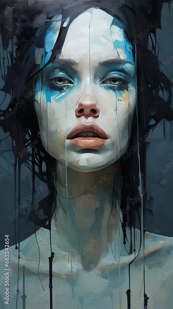 Splashed Brush Strokes Oil Pianting Abstract Art of Beautiful Women ...