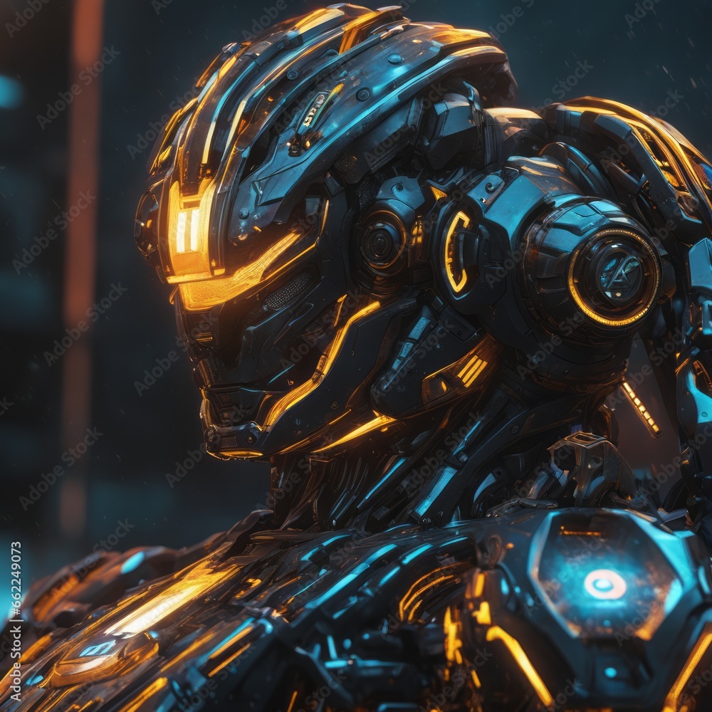 futuristic robot in futuristic sci - fi technology, science and ...