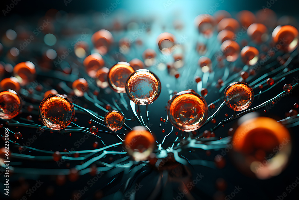 Neurons and microglia, Quantum entanglement, scientific concept 3d ...