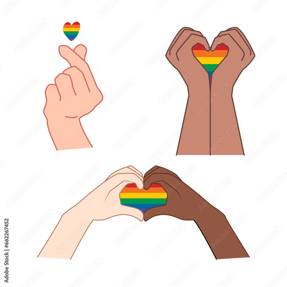 Hand showing lgbt heart. Heart symbol. Pride month concept. Love is ...