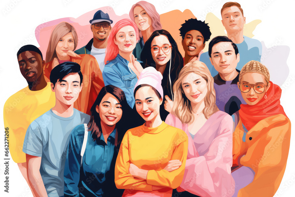 Illustration of diverse individuals representing Generation Z. The ...