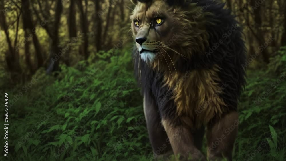 A Demonic Lion Bear Monster Stalking Prey 4K features an A.I. generated ...