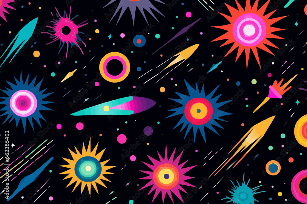 Gamma ray bursts quirky doodle pattern, wallpaper, background, cartoon ...