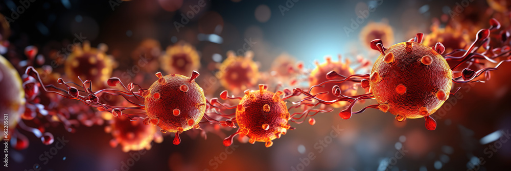 Corona Virus, Microscopic View of Floating influenza virus cells macro ...