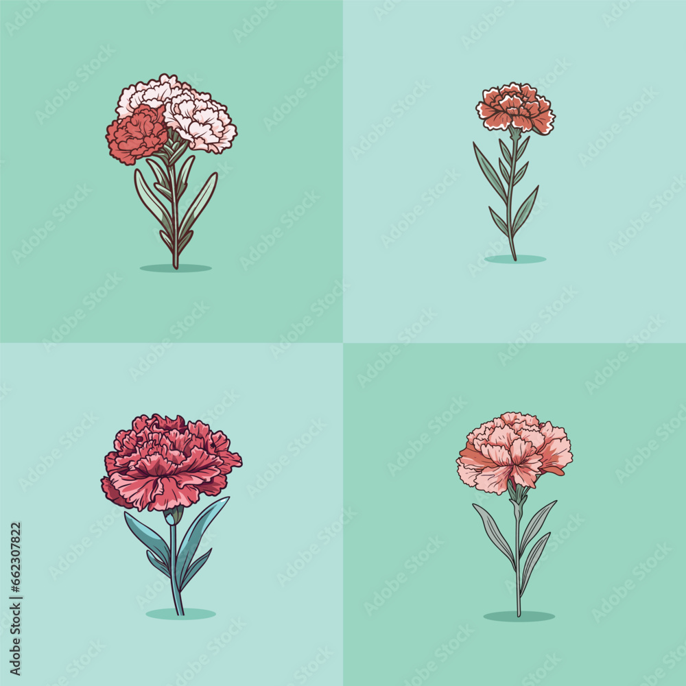 carnation vector clip art illustration Stock Vector | Adobe Stock