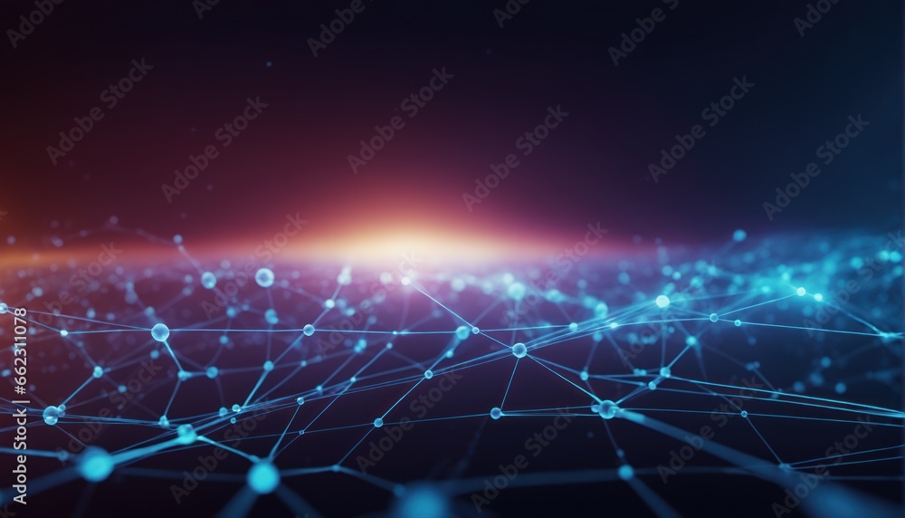 Abstract futuristic technology background. Network technology, neuronal ...
