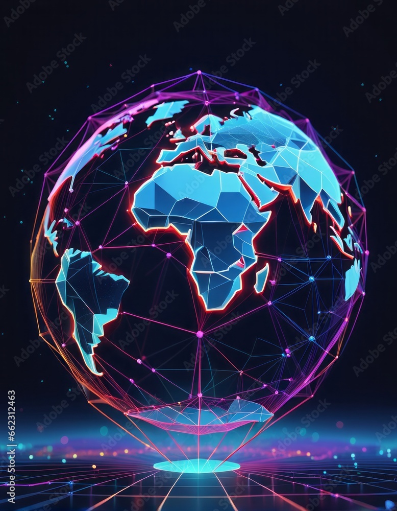 global network technology. global world map concept. 3d rendering ...