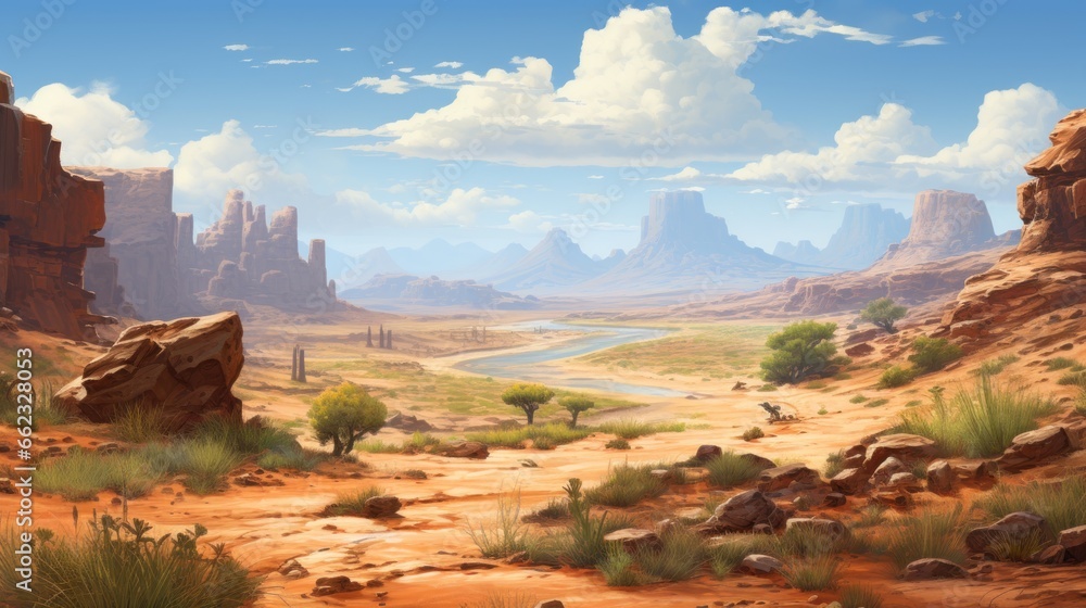 Open world landscape art in a desert landscape, with shifting dunes ...