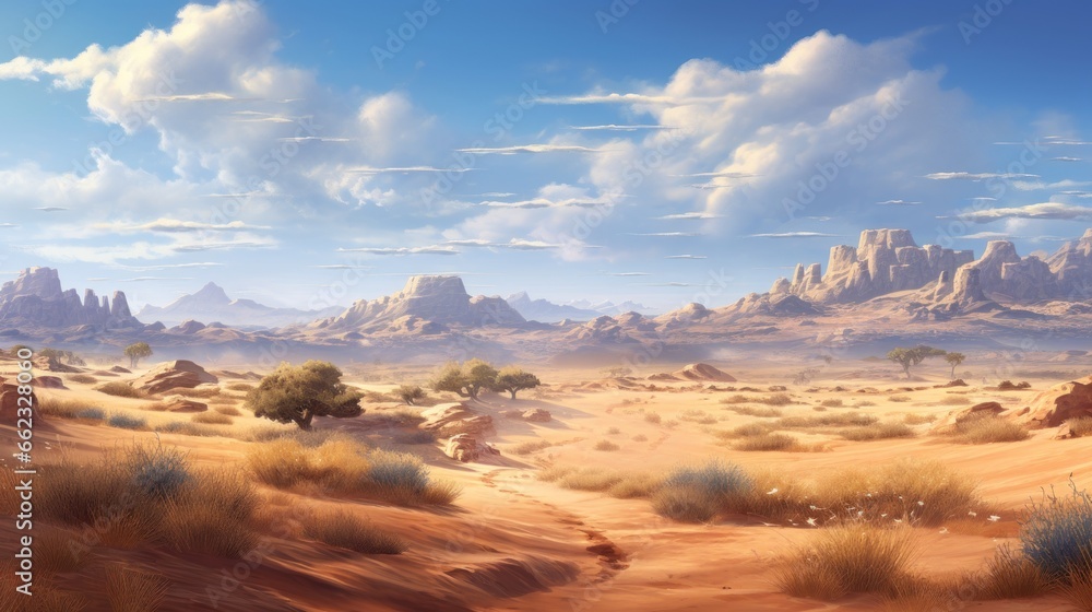 Open world landscape art in a desert landscape, with shifting dunes ...