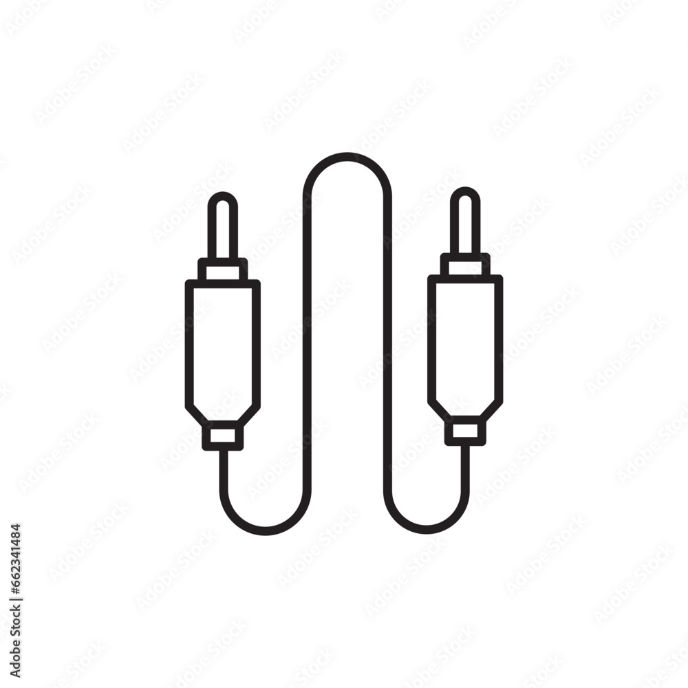 AUX icon. Audio cable icon. Aux sign. Audio cable sign. DJ cable symbol ...