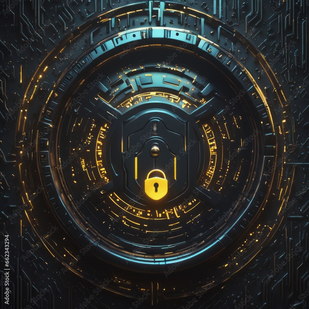 cyber security concept, digital lock, digital data protection, 3d cyber ...