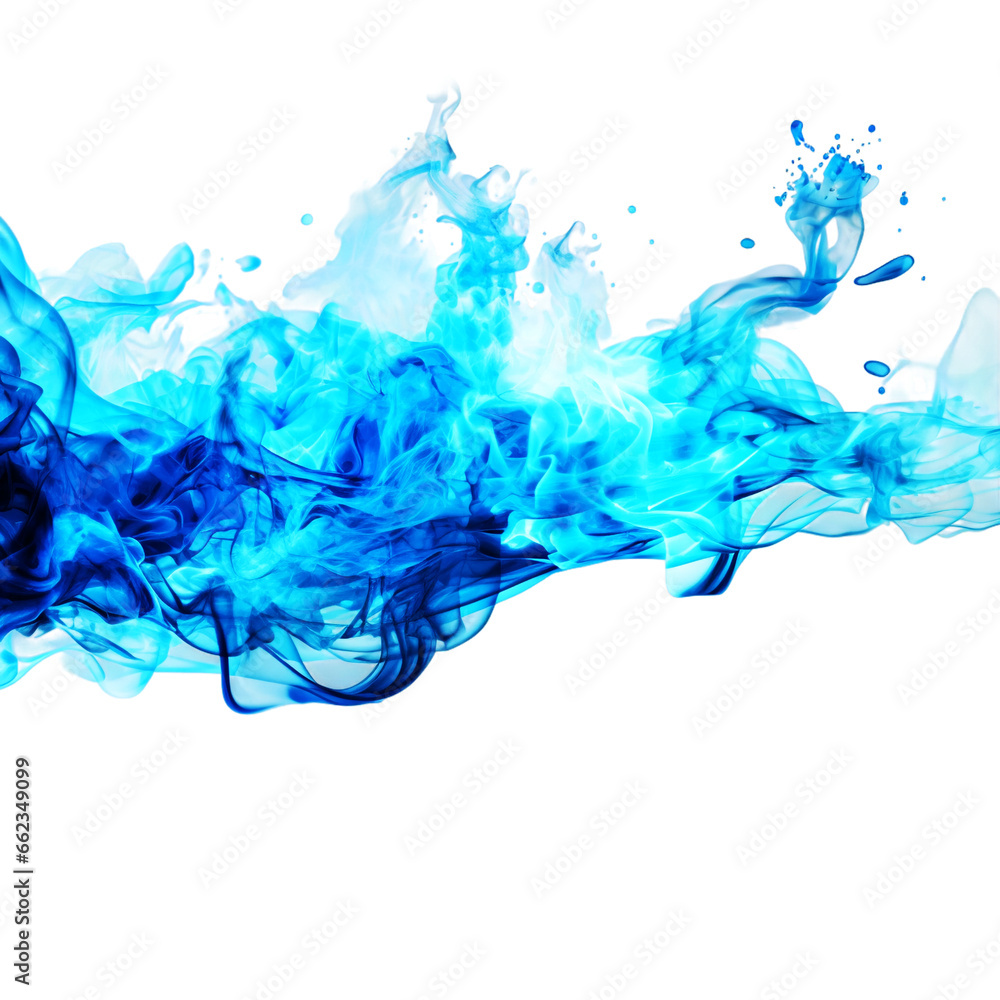 Blue smoke cloud.Transparent light blue color smoke with isolated white ...