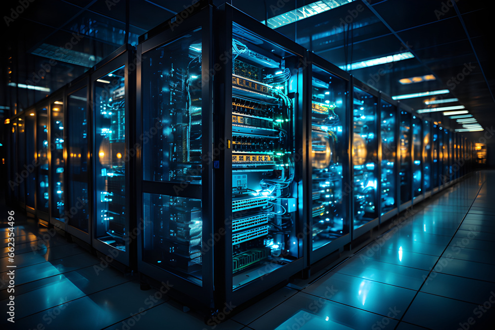 Ultra high performance servers in data center rack, operating at full ...