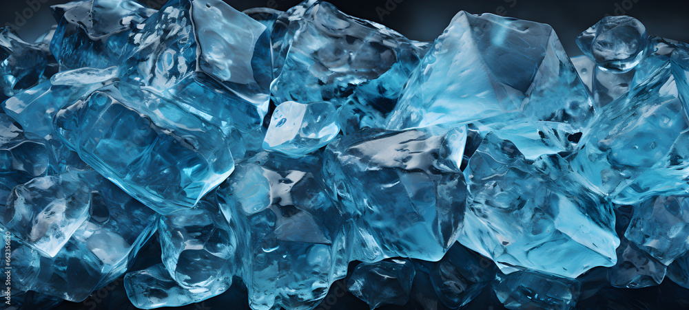 Ai realistic translucent ice cubes in blue color isolated on ...