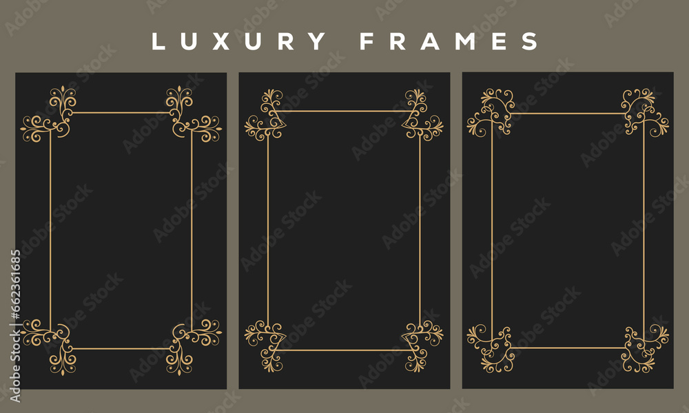 Art deco frame, Art frame set. Luxury Geometric Frame, simple isolated ...