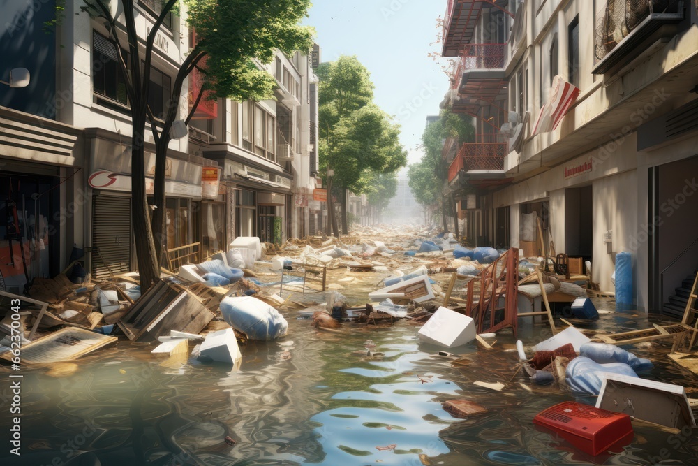 Severe and destructive flooding in the city, the aftermath of the ...