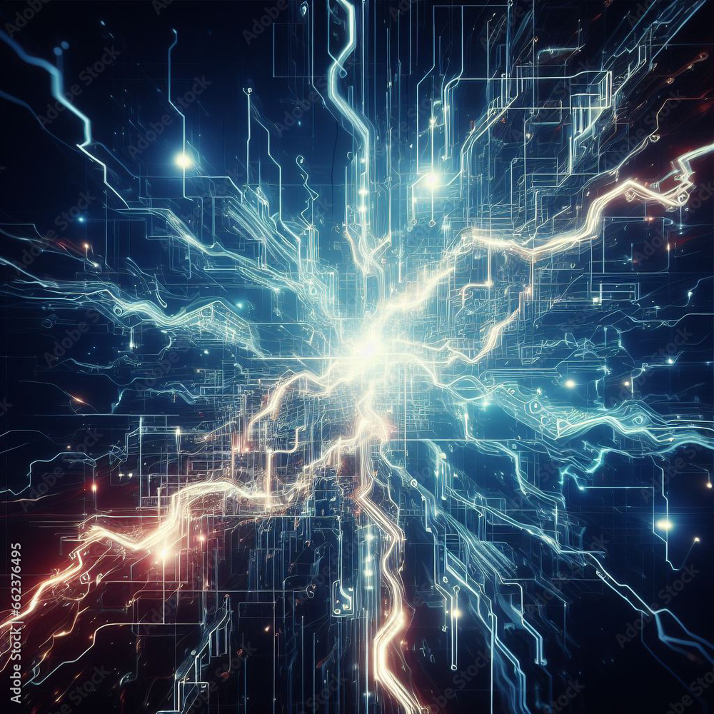 background image, electronics vibe, neon lightning effect, electric ...