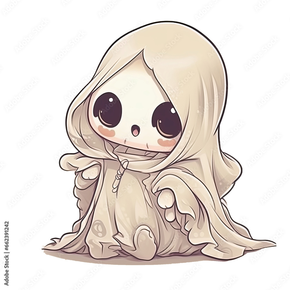cute halloween ghost cartoon clipart logo isolated on transparent ...