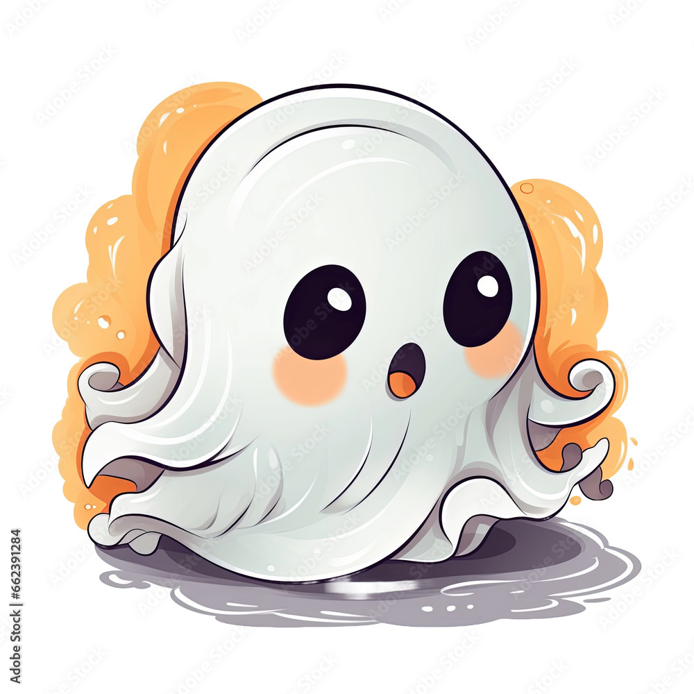 cute halloween ghost cartoon clipart logo isolated on transparent ...