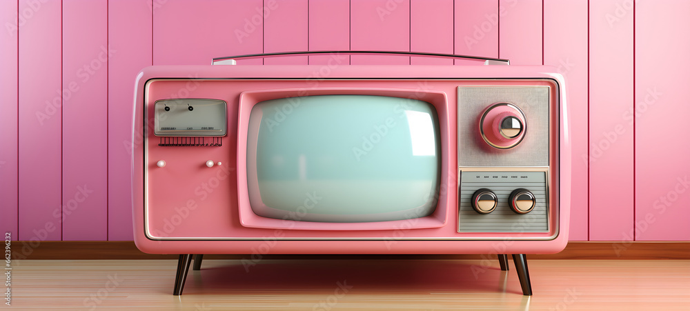 80s Retro wave style background displayed on vintage computer screen ...