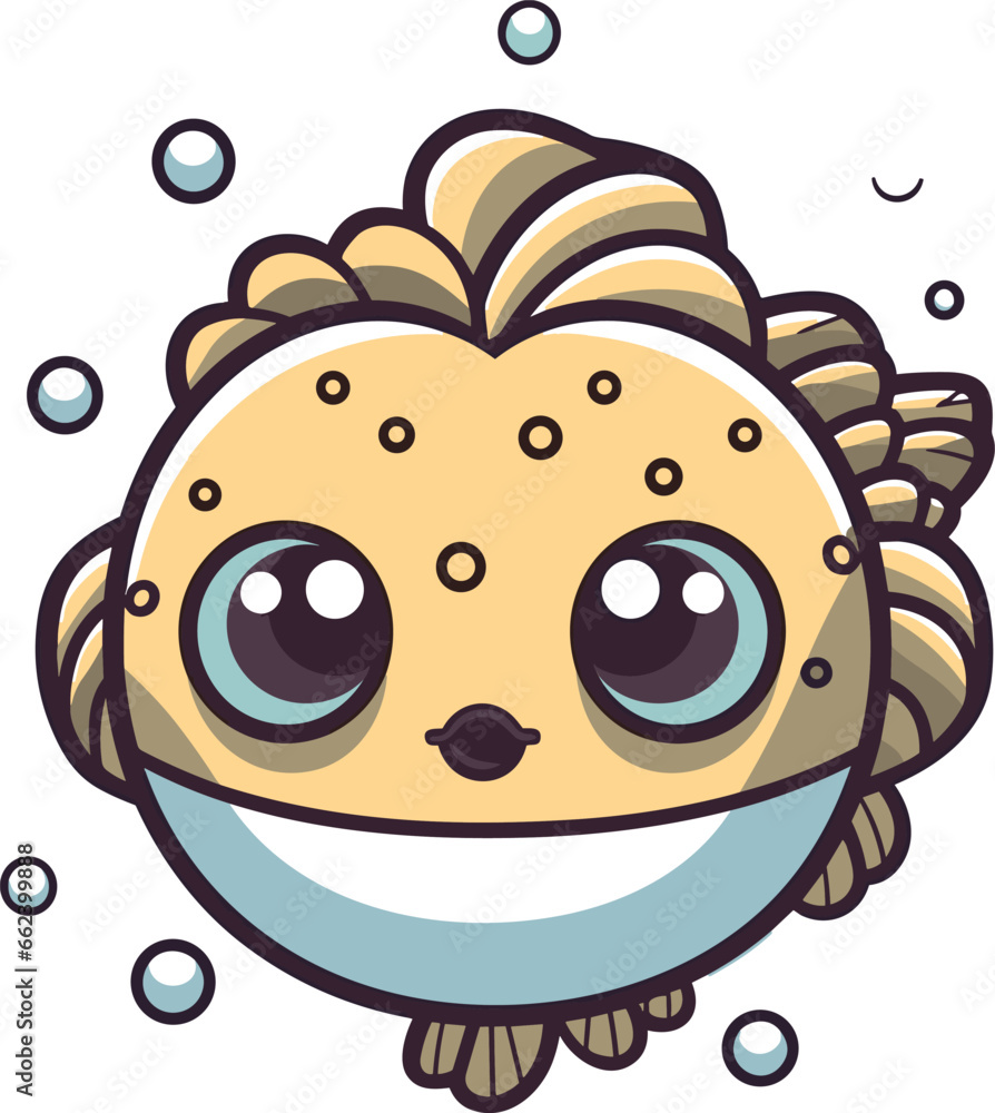 Puffy Puffer Art, Blowfish Beauty, Vectorized Puff, Inflated Delight, Aquatic Airbrush, Spiky ...