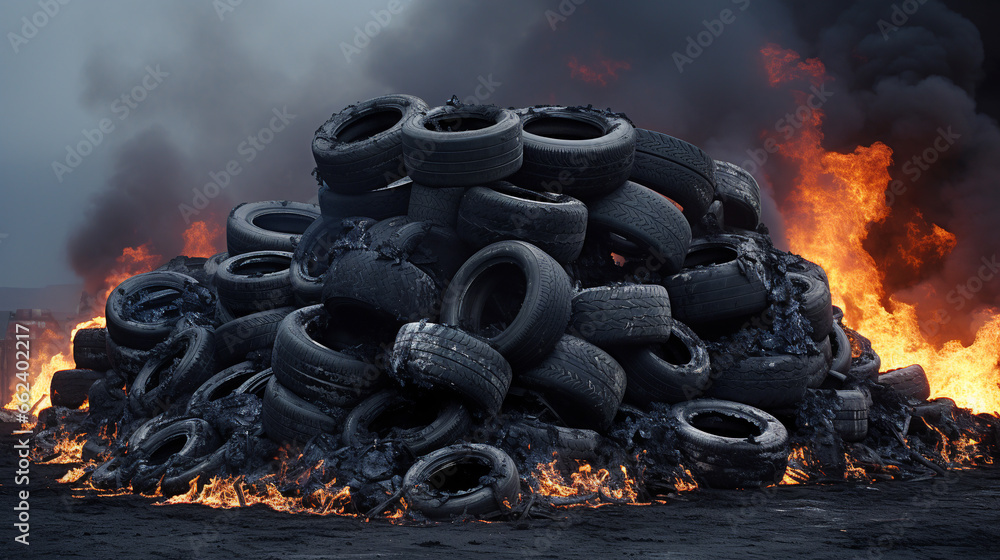 Recycling old tires reusing waste rubber disposing of worn out wheels ...
