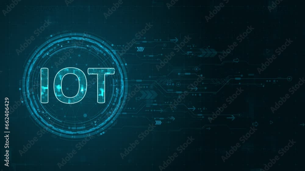 Motion graphic of Blue digital IOT letter and circle futuristic HUD ...