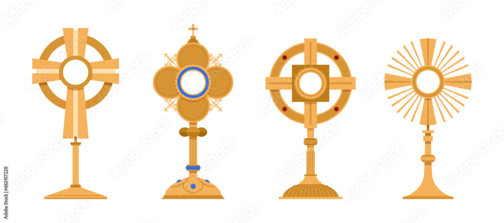 Monstrances for Eucharistic Adoration - Set of 6 Vector Illustrations ...